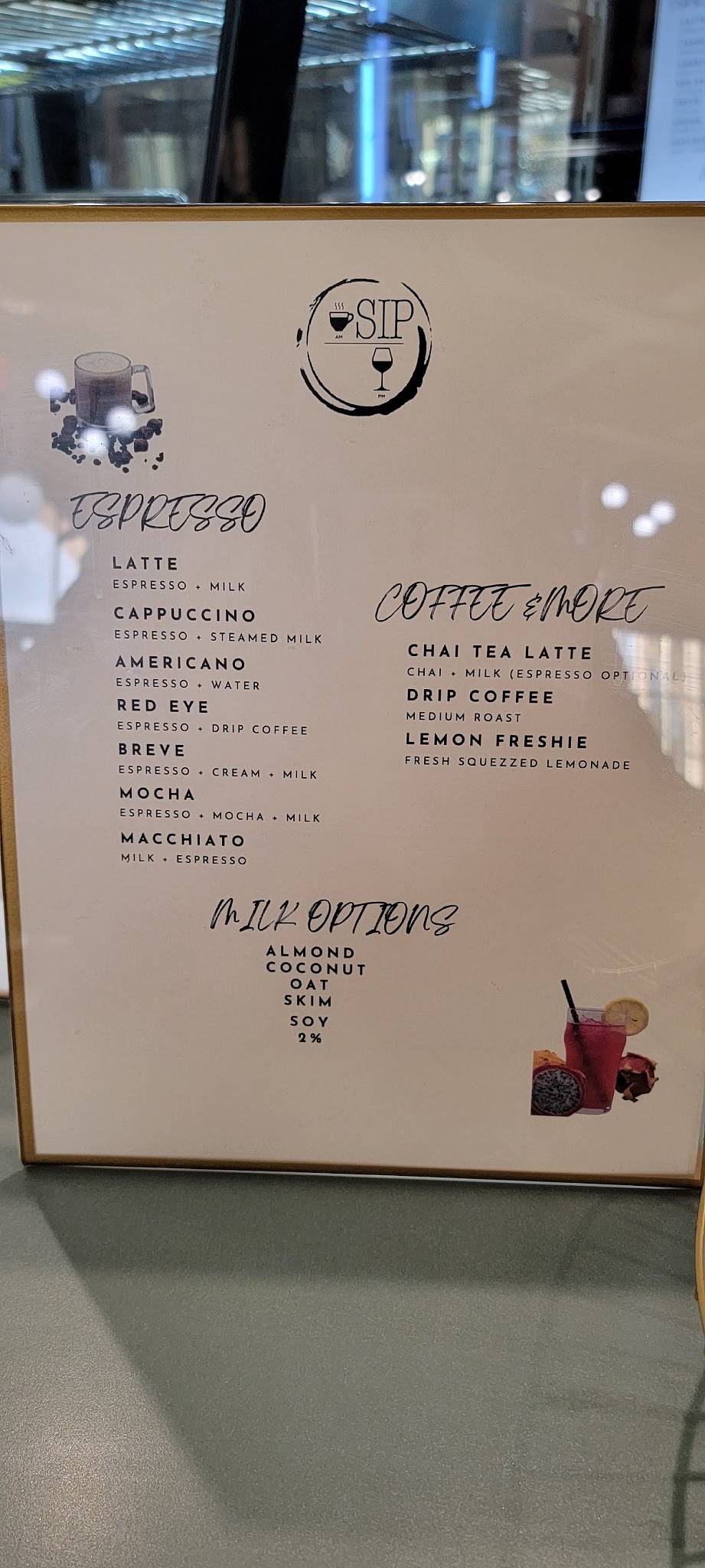 Menu at Sip at Selah, Norman