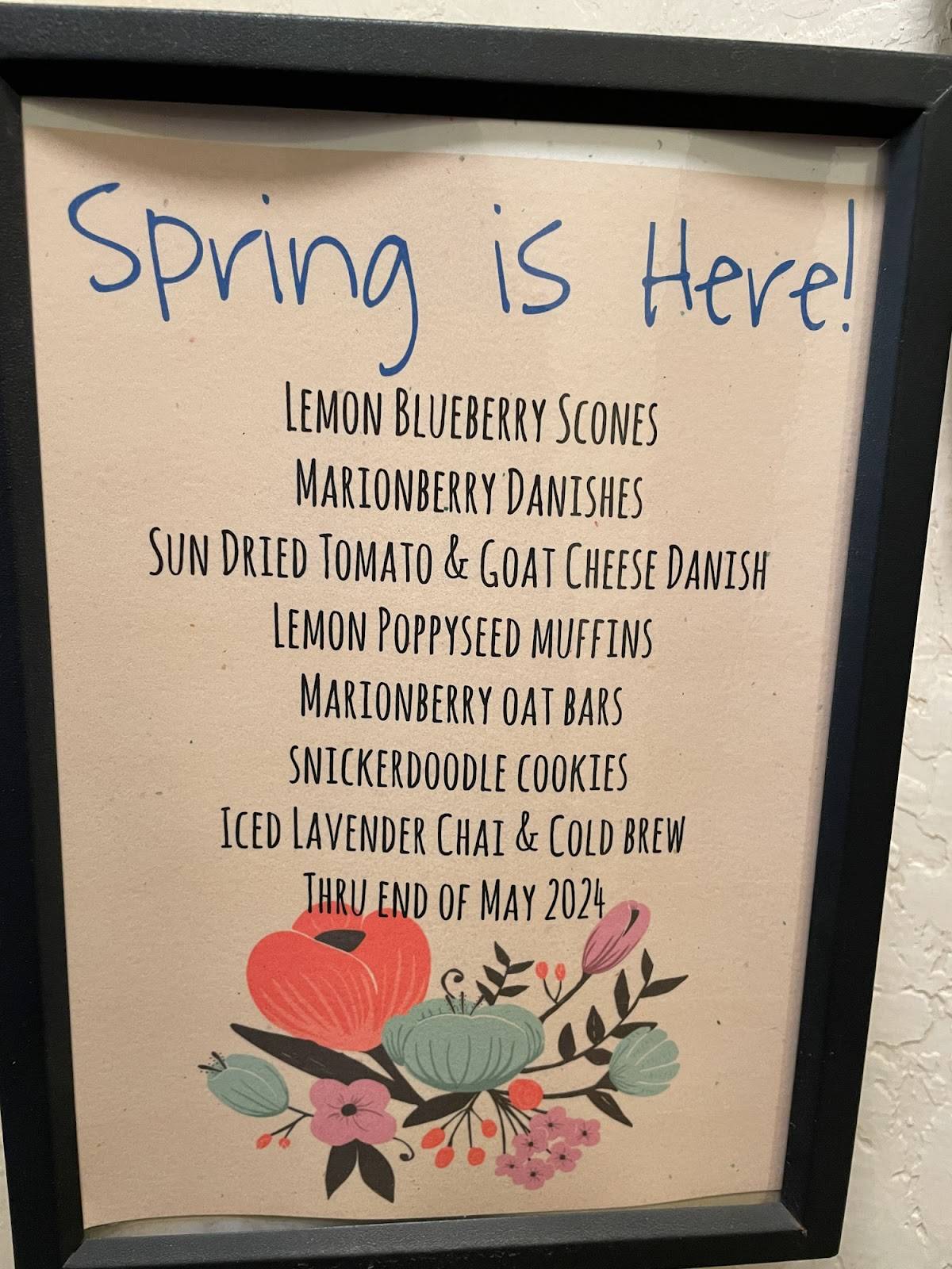 Menu at Sisters Bakery, Sisters