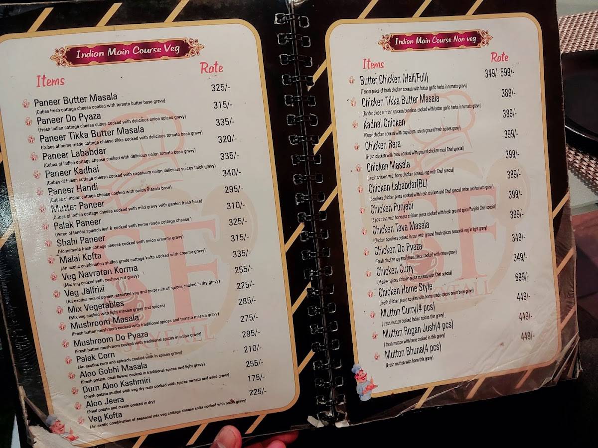 Menu at Skyfall rooftop restaurant, Patna