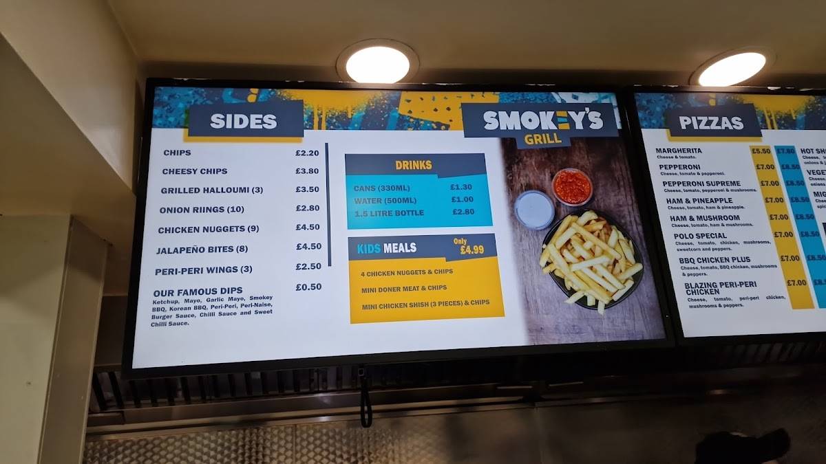 Menu at Smokey’s Grill restaurant, Doncaster