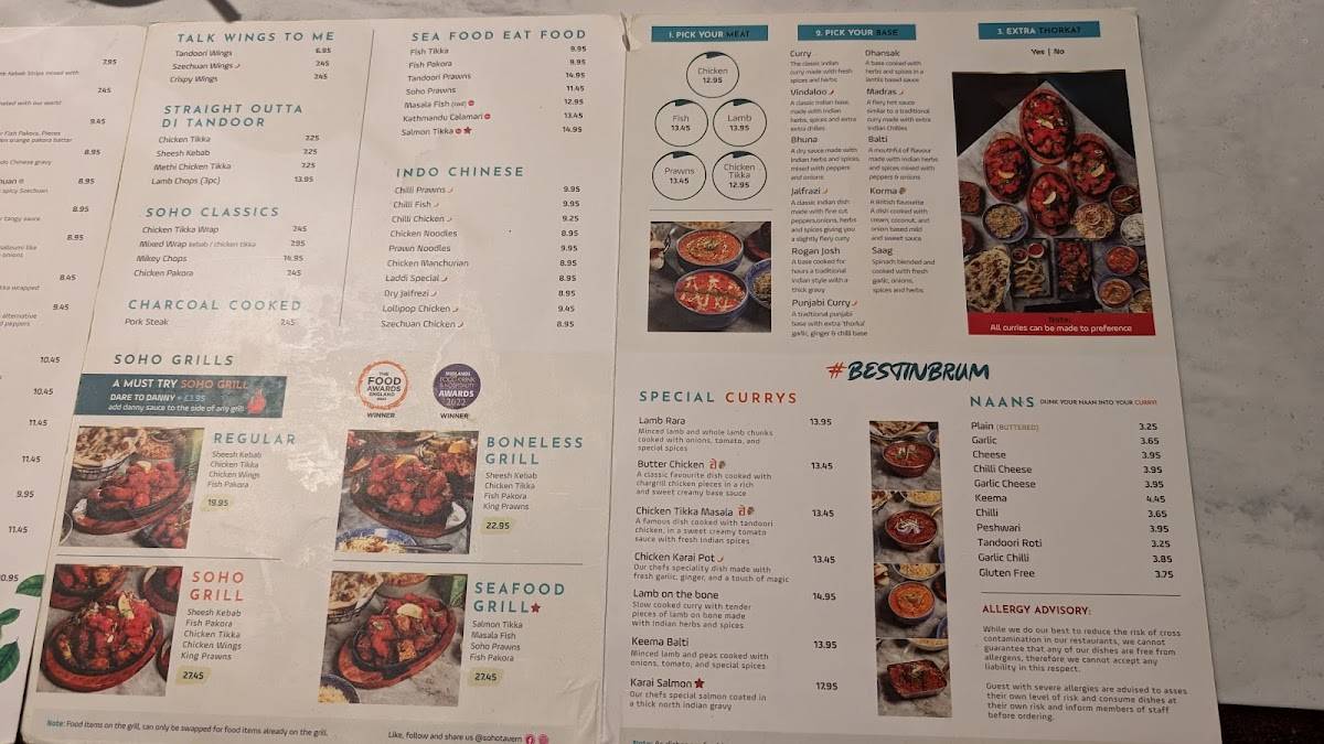 Menu at Soho Tavern Hampton In Arden pub & bar, Solihull