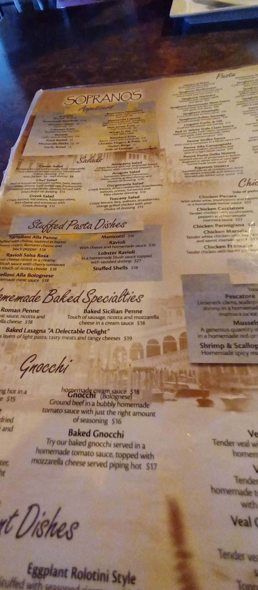 Menu at Soprano's Ristorante & Pizzeria, Palmyra