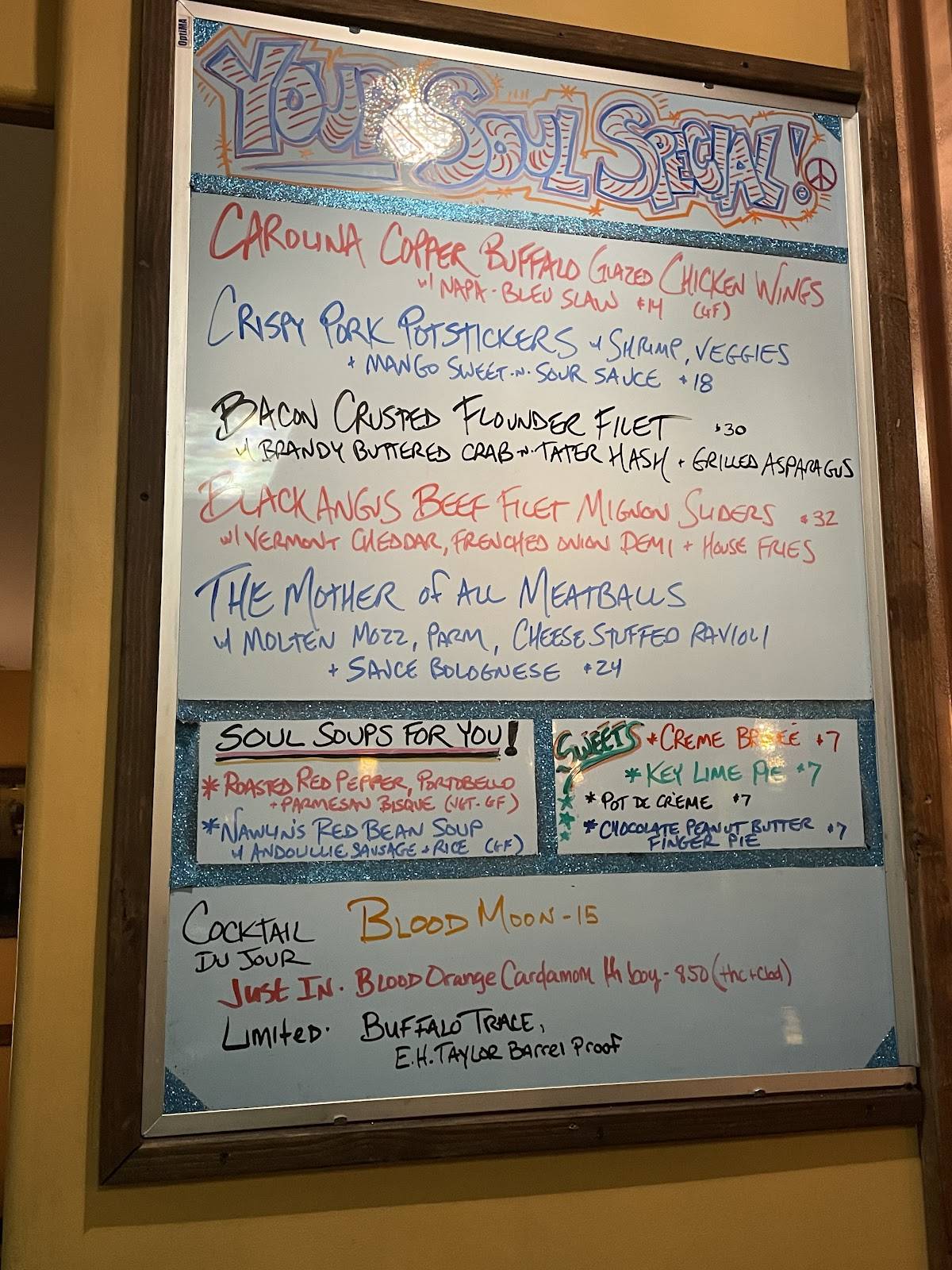 Menu at Soul Flavor pub & bar, Carolina Beach