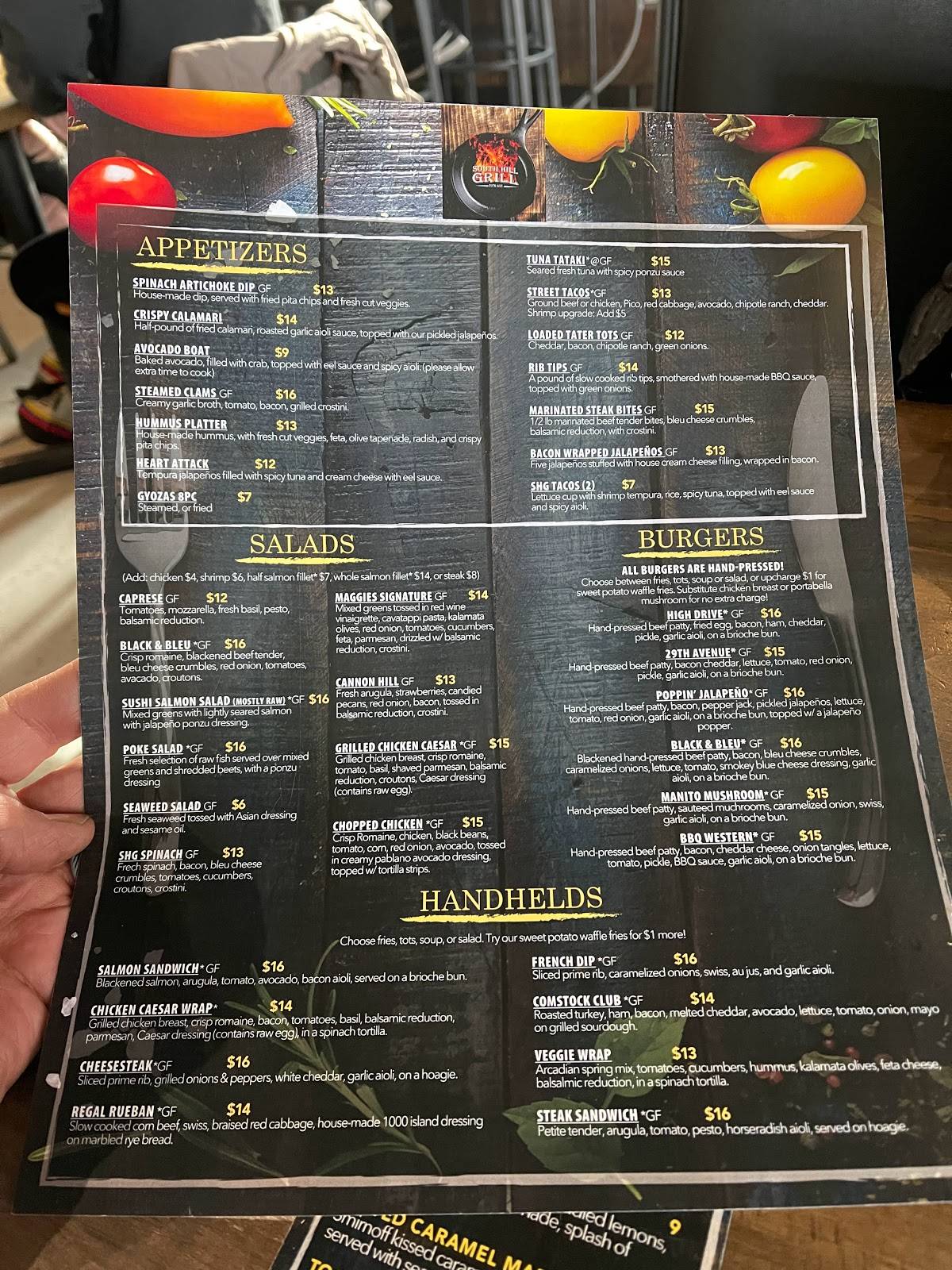 Menu at South Hill Grill restaurant, Spokane, E 57th Ave