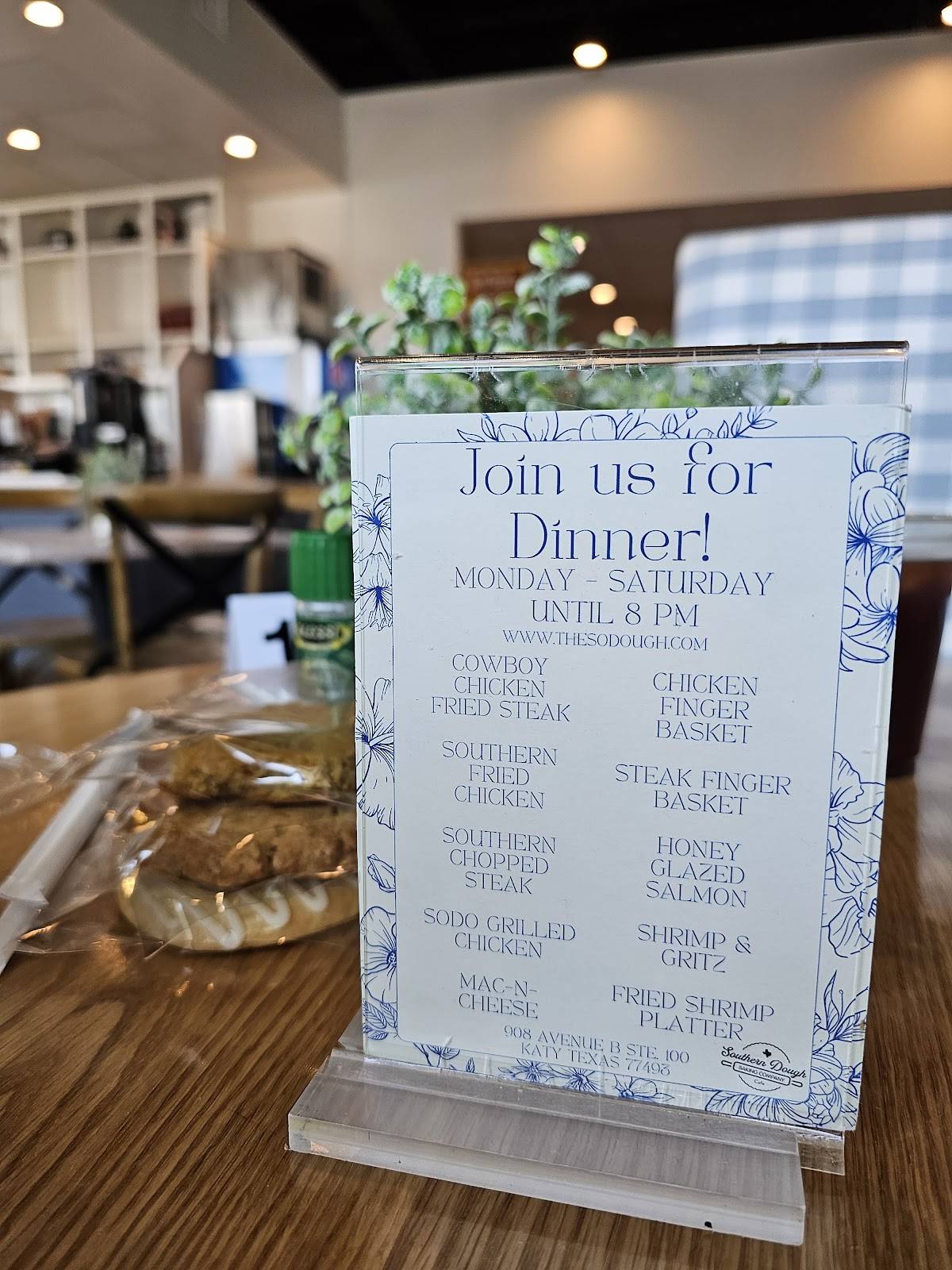 Menu at Southern Dough Baking Company restaurant, Katy