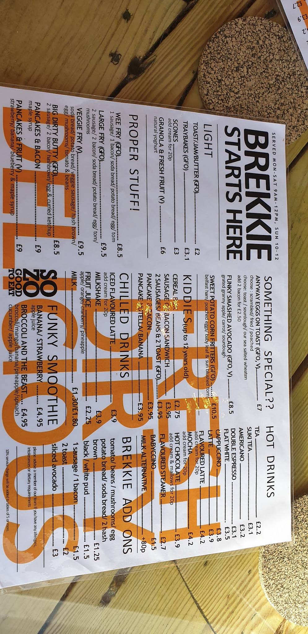 Menu at Sozo cafe, Whiteabbey, 671 Shore Rd