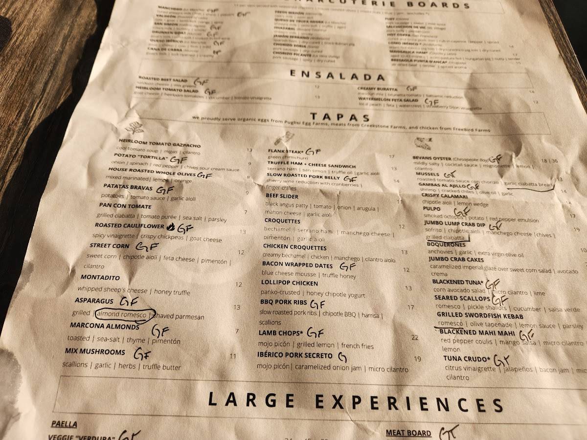 Menu at Spain Wine Bar, Ocean City, 13 St Louis Ave
