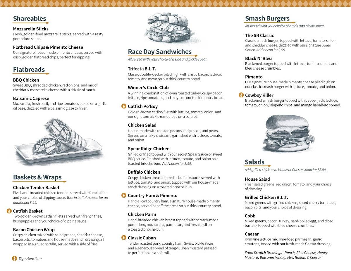 Menu at Spear Ridge Café restaurant, Florence