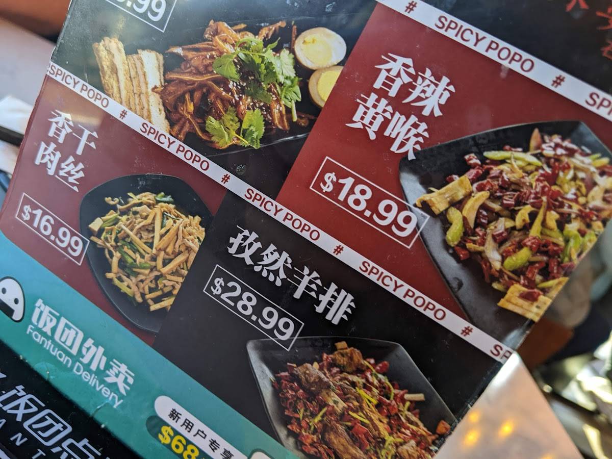Menu at Spicy PoPo Szechuan Fish restaurant, Bellevue