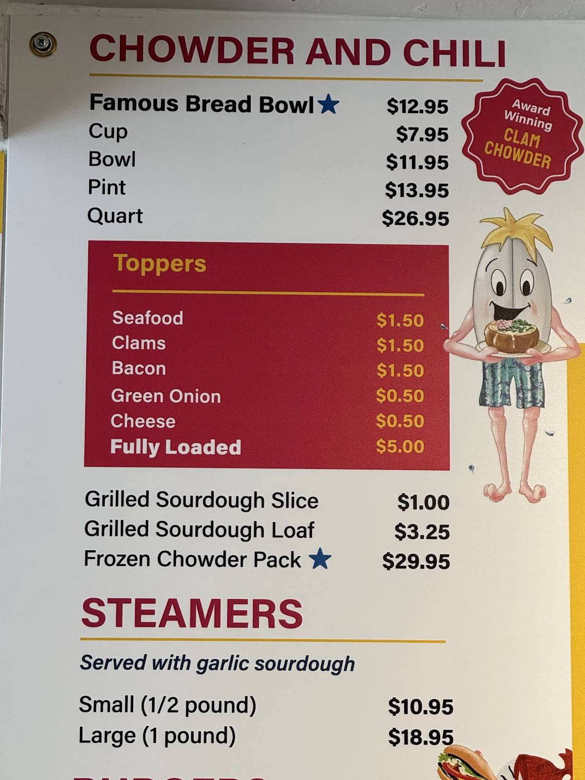 Menu at Splash Café desserts, Pismo Beach, 197 Pomeroy Ave