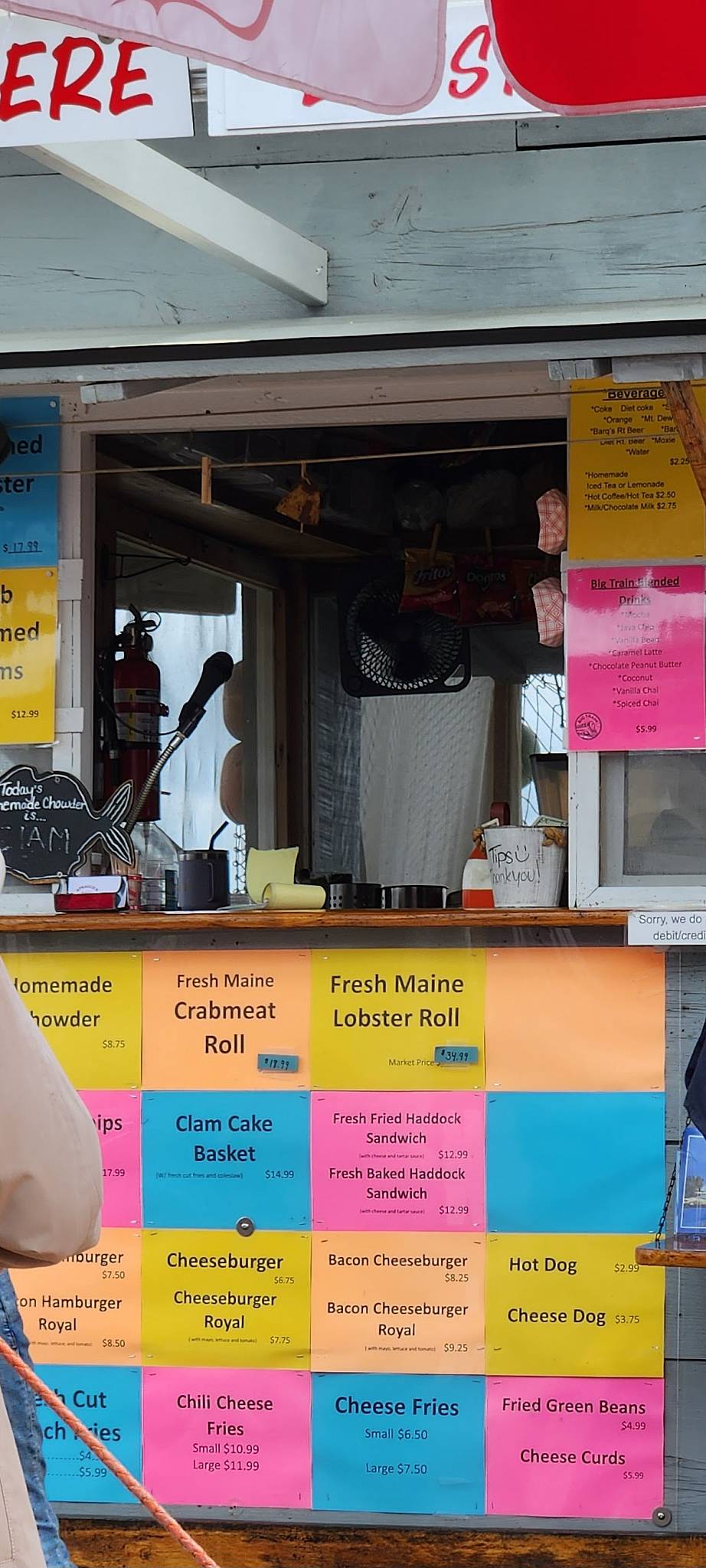 Menu at Sprague's Lobster restaurant, Wiscasset, 22 Main St