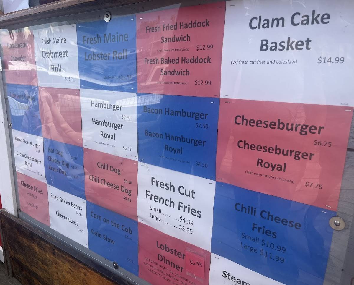 Menu at Sprague's Lobster restaurant, Wiscasset, 22 Main St