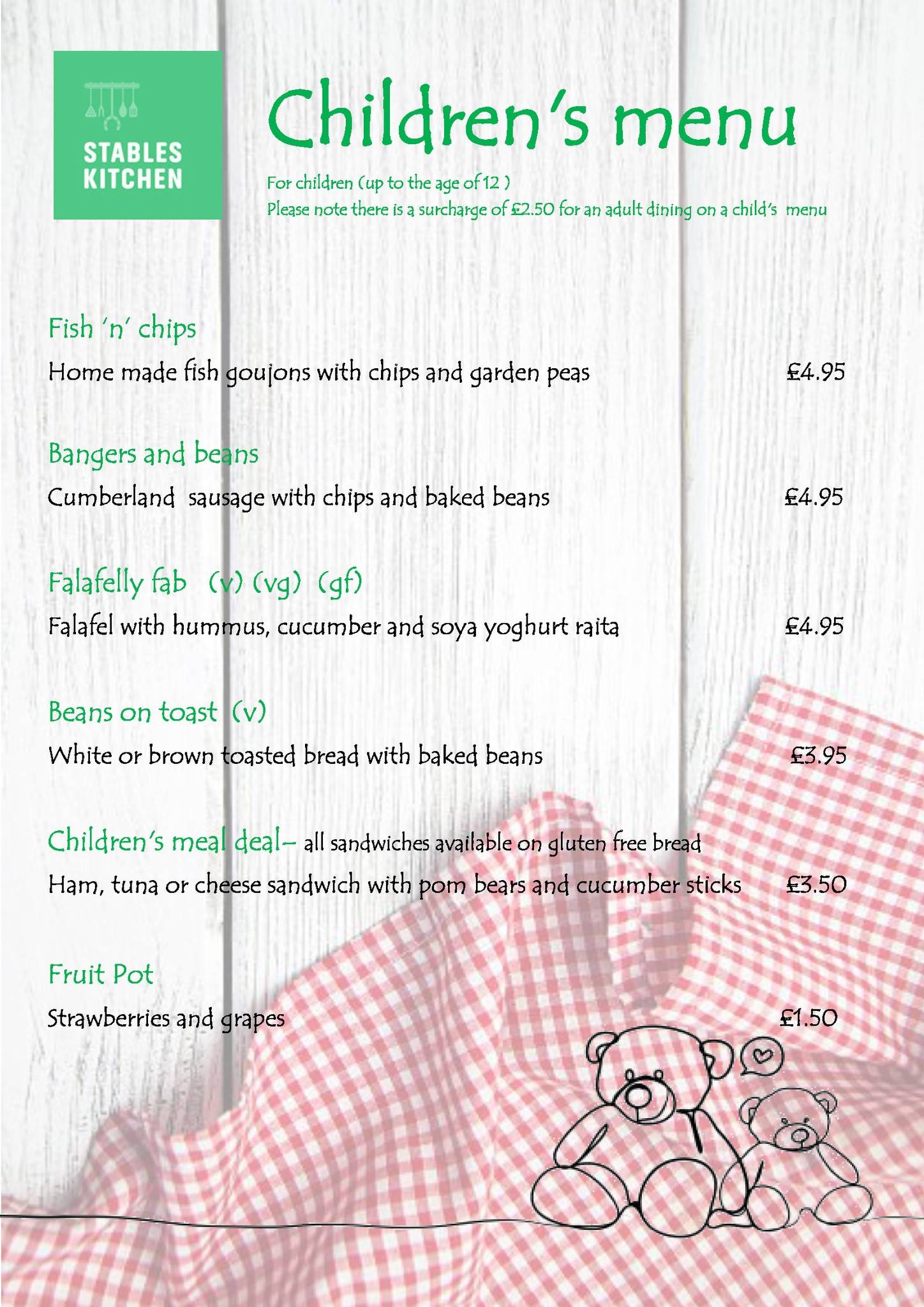 Menu at Stables Kitchen restaurant, Stockport, Hall Rd
