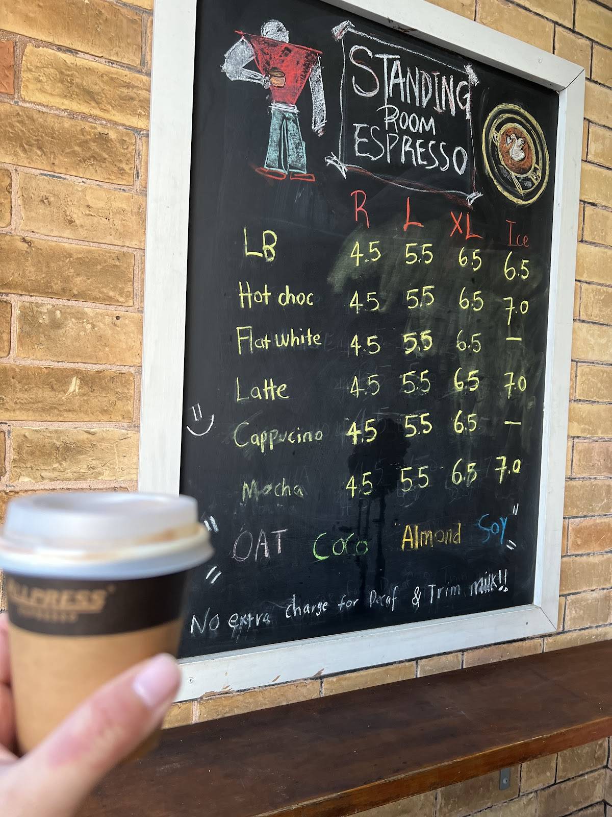 Menu at Standing Room Espresso Symonds Street cafe, Auckland, 27 Symonds St