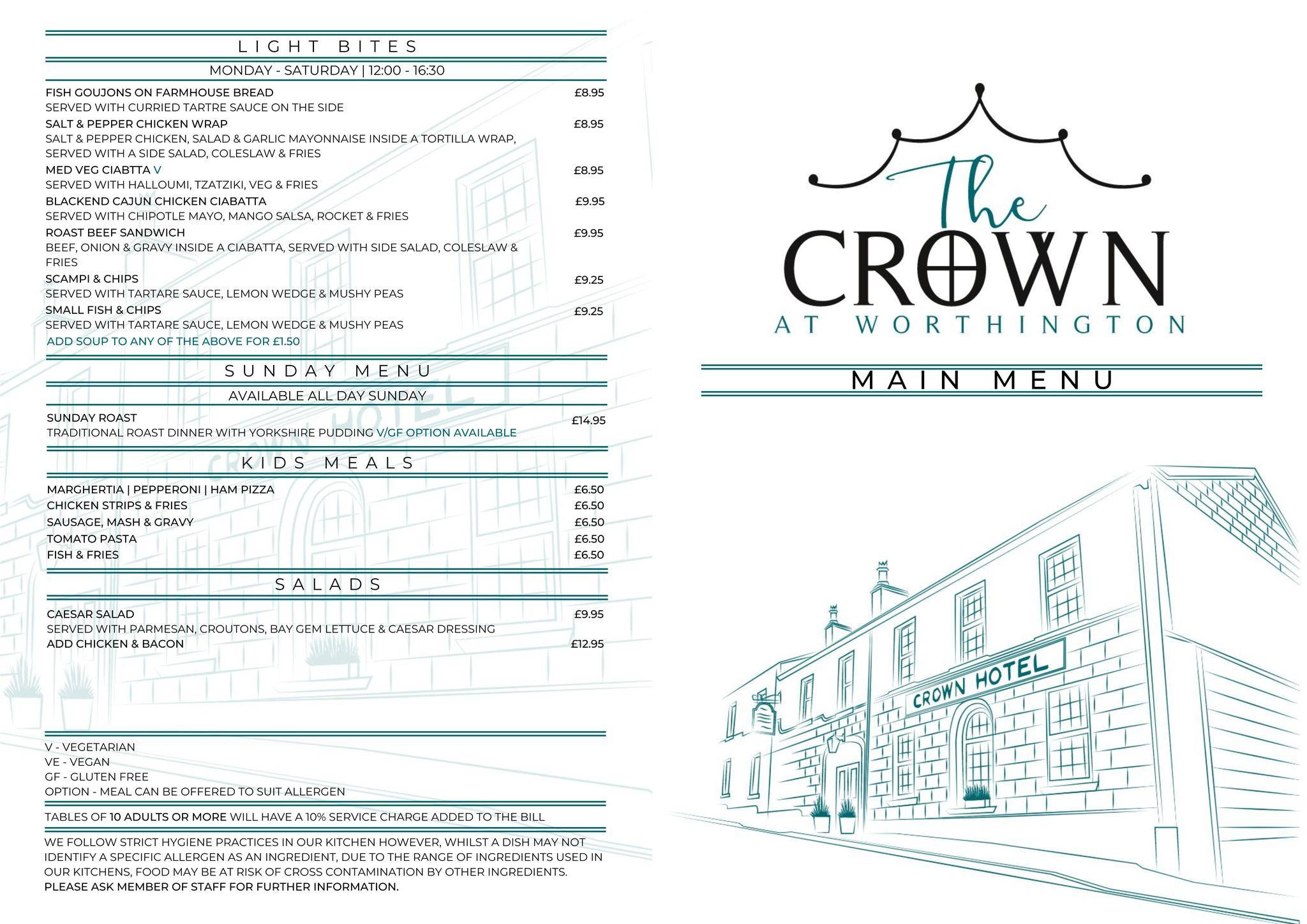Menu at The Crown At Worthington restaurant, Wigan, The Crown