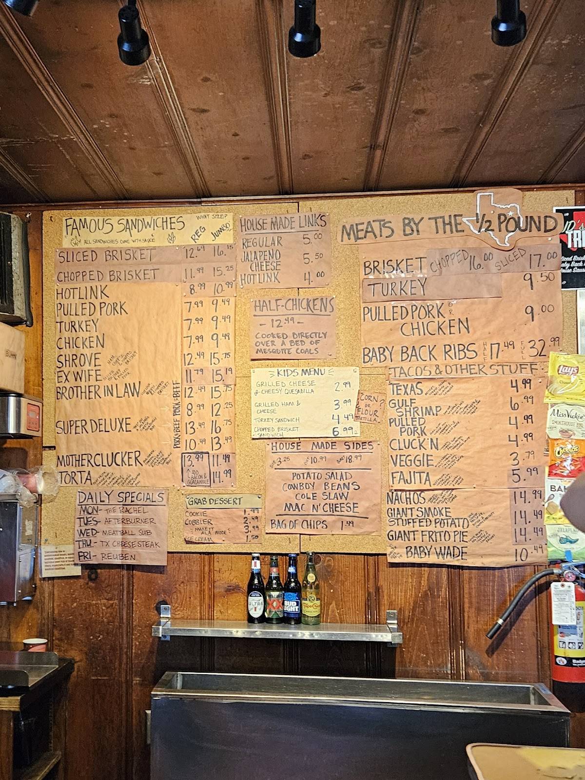 Menu at Stanley's Famous Pit Barbecue, Tyler