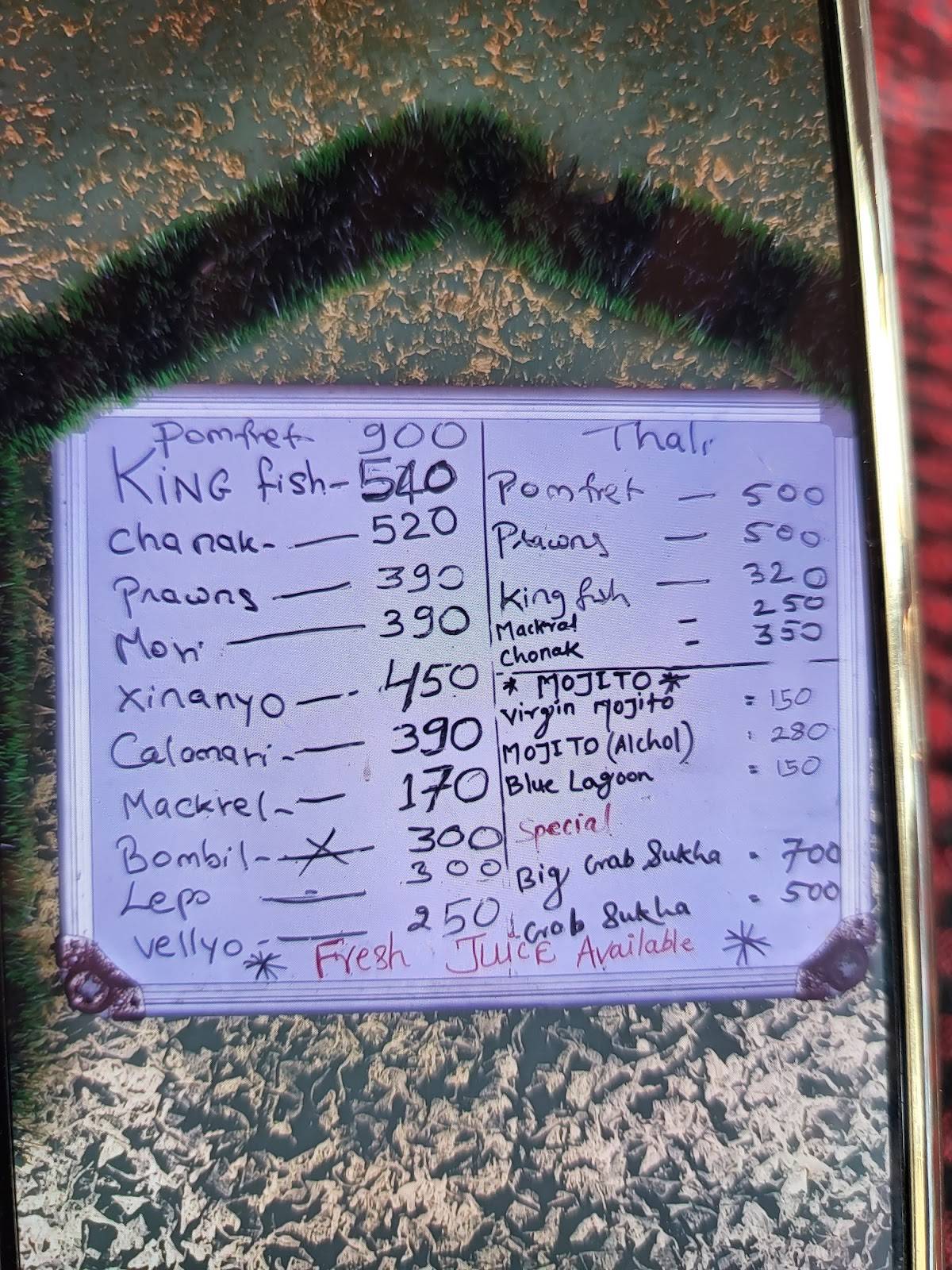 Menu at Starlight Restaurant & Bar, Arpora