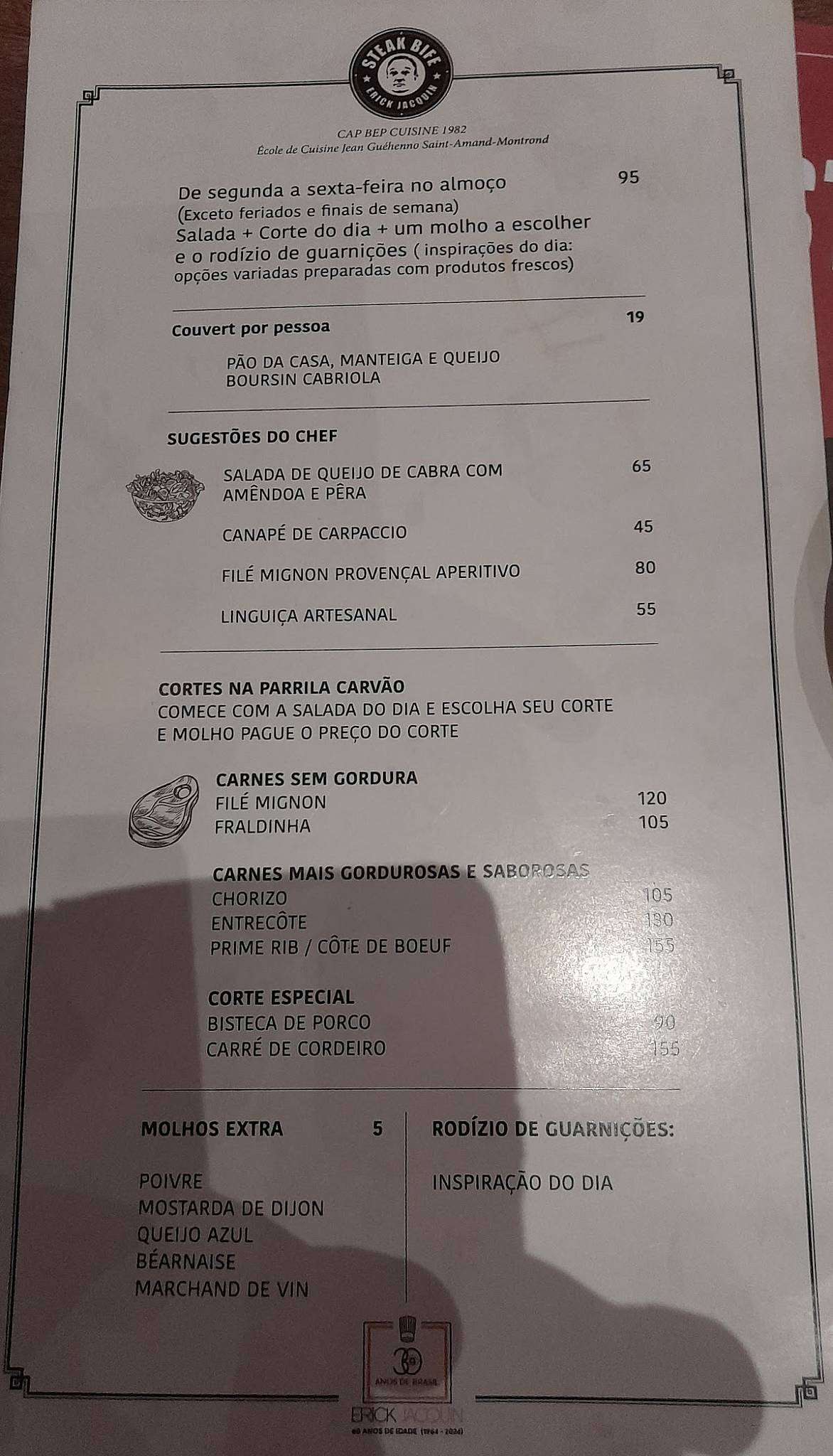 Menu em Steak Bife - Chef Erick Jacquin (Rebouças) churrascaria, São Paulo