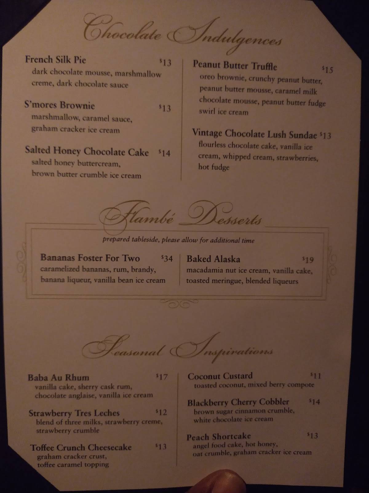 Menu at Bern's Steak House steakhouse, Tampa, S Howard Ave