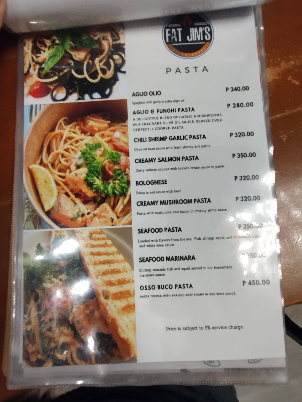 Menu at Fat Jim's Steak House steakhouse, Mandaue City