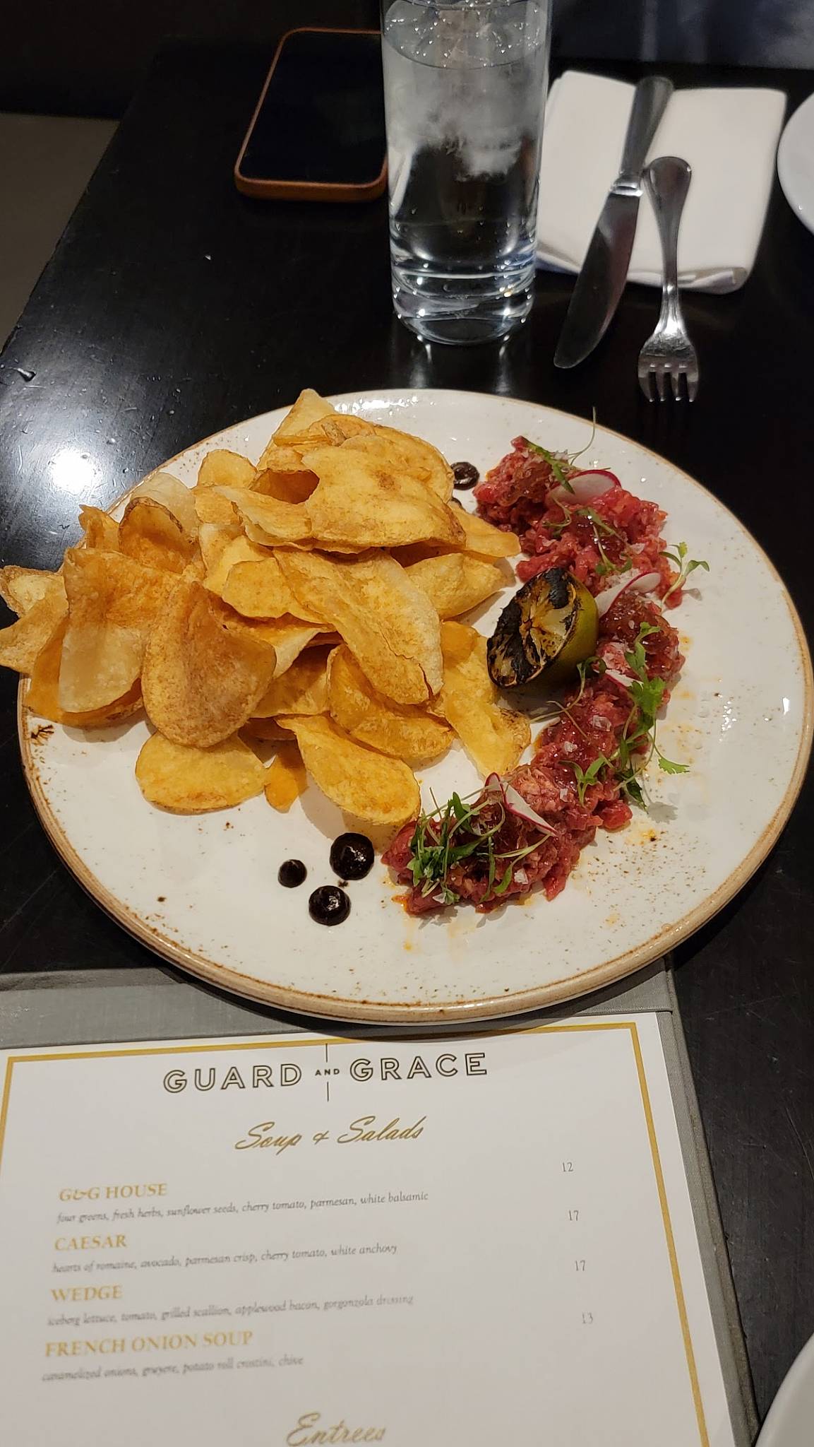 Menu at Guard and Grace steakhouse, Denver