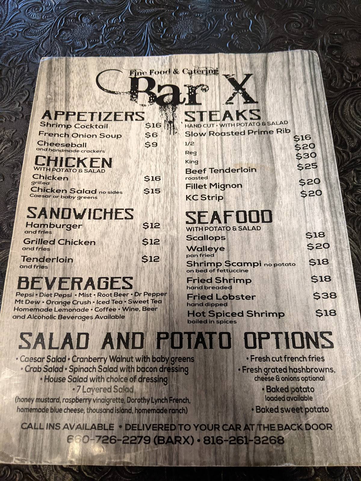Menu at Hughes Bar X Ranch, Albany