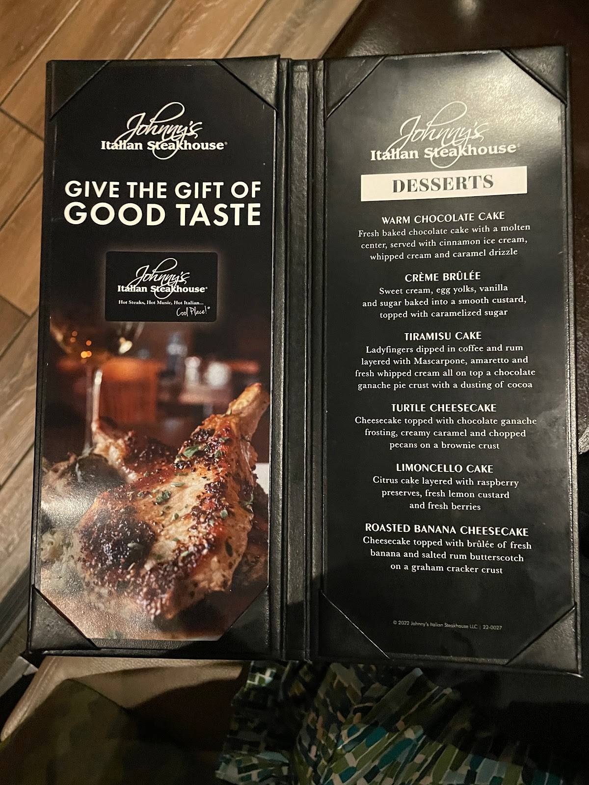 Menu at Johnny's Italian Steakhouse, Sun Prairie