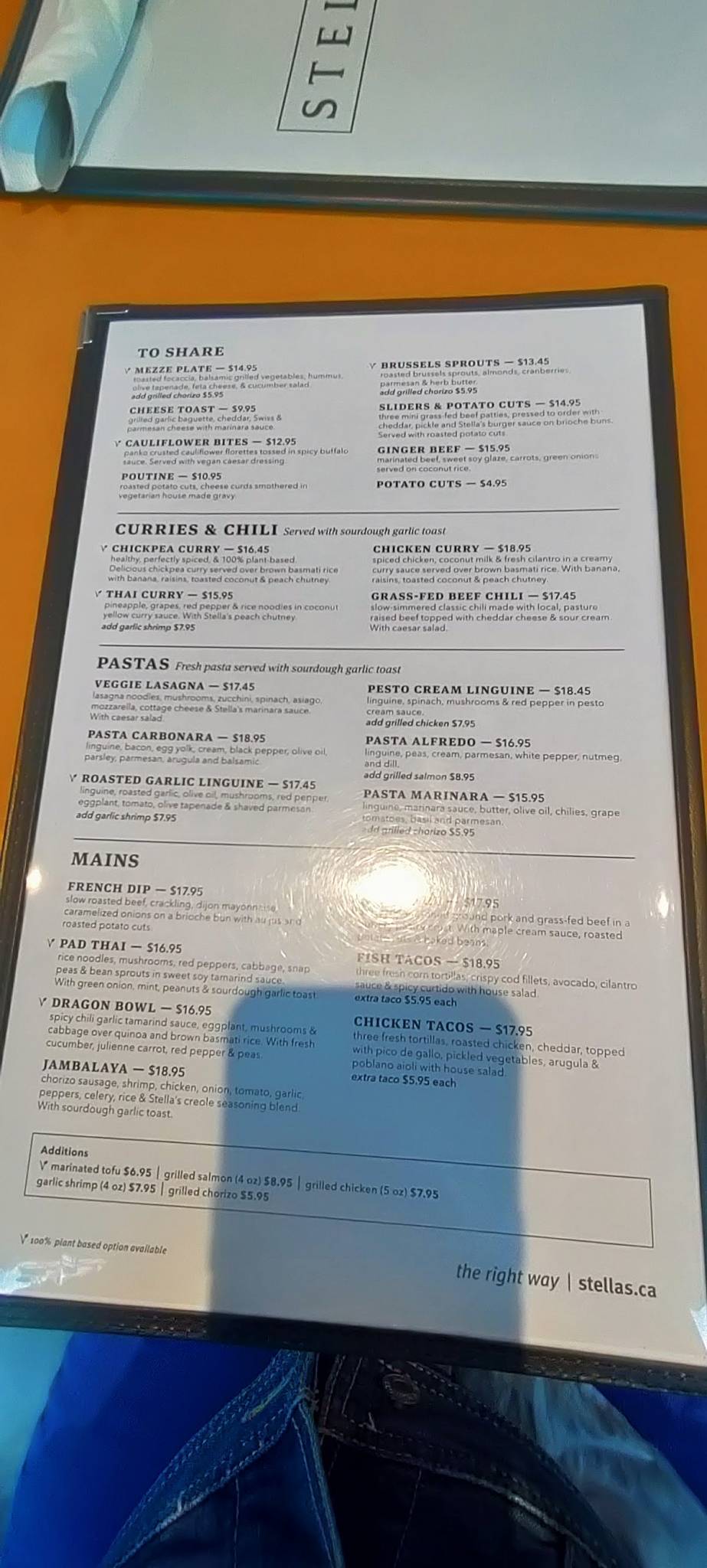 Menu at Stella’s @ PlugIn restaurant, Winnipeg, 460 Portage Ave