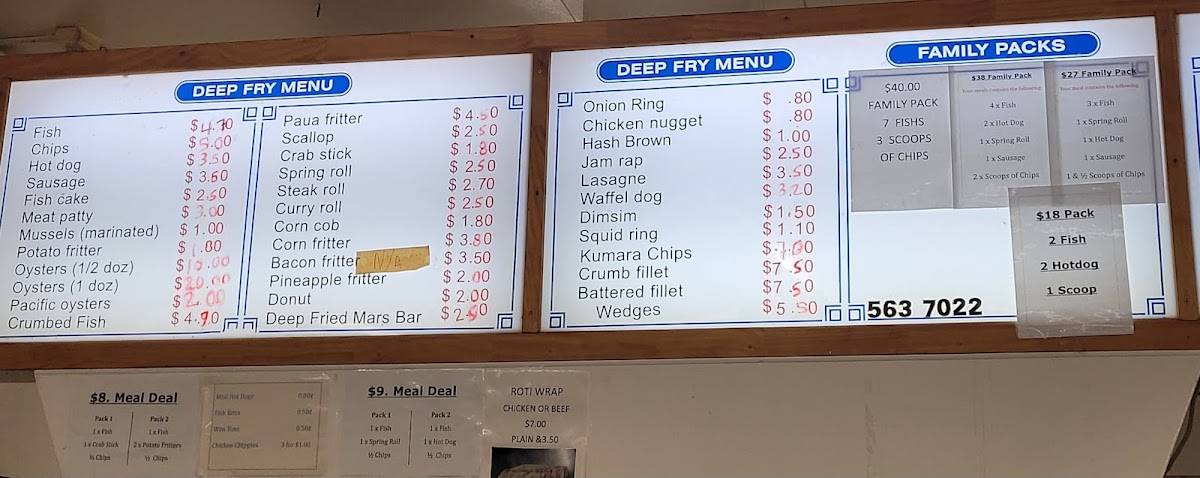 Menu at Stokes Valley Fish Supply restaurant, Lower Hutt