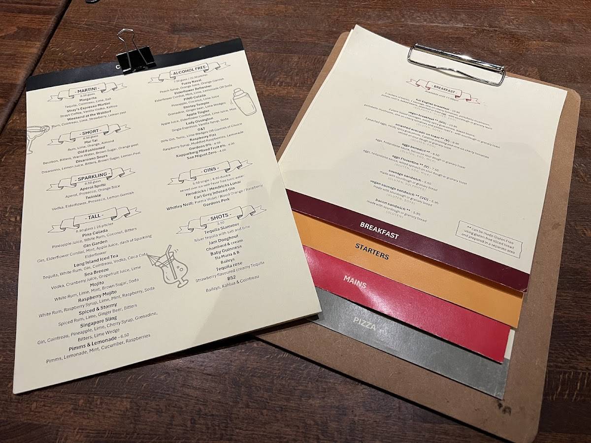 Menu at Stray's at the Ossington cafe, Newark-on-Trent