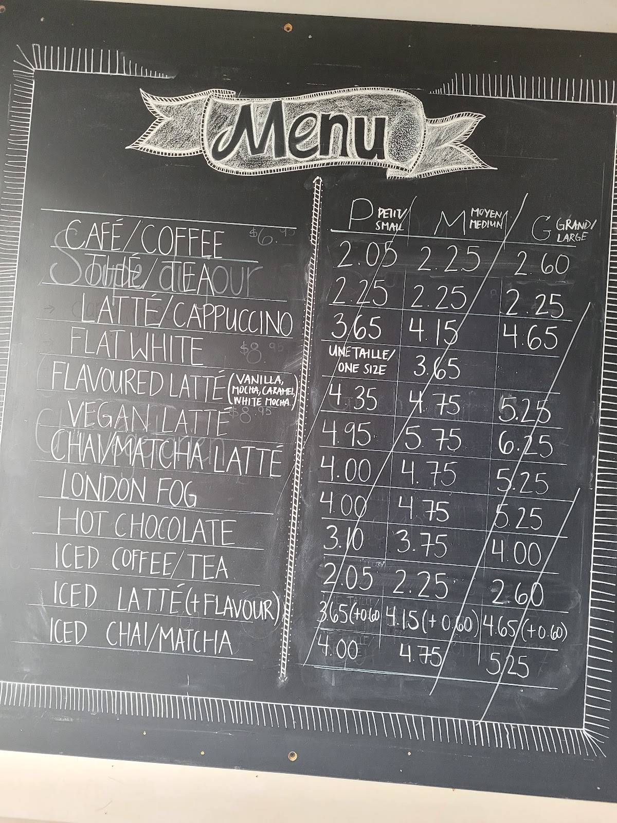 Menu at Studio 77 cafe, Pointe-Claire