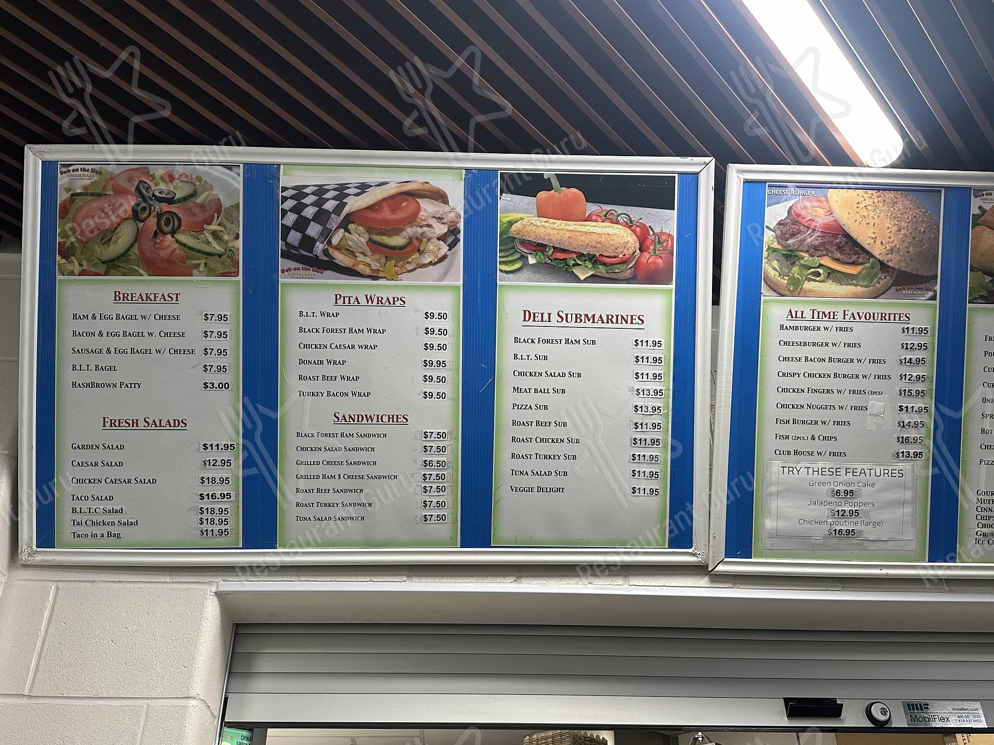 Menu at Sub on the Hub restaurant, Hay River