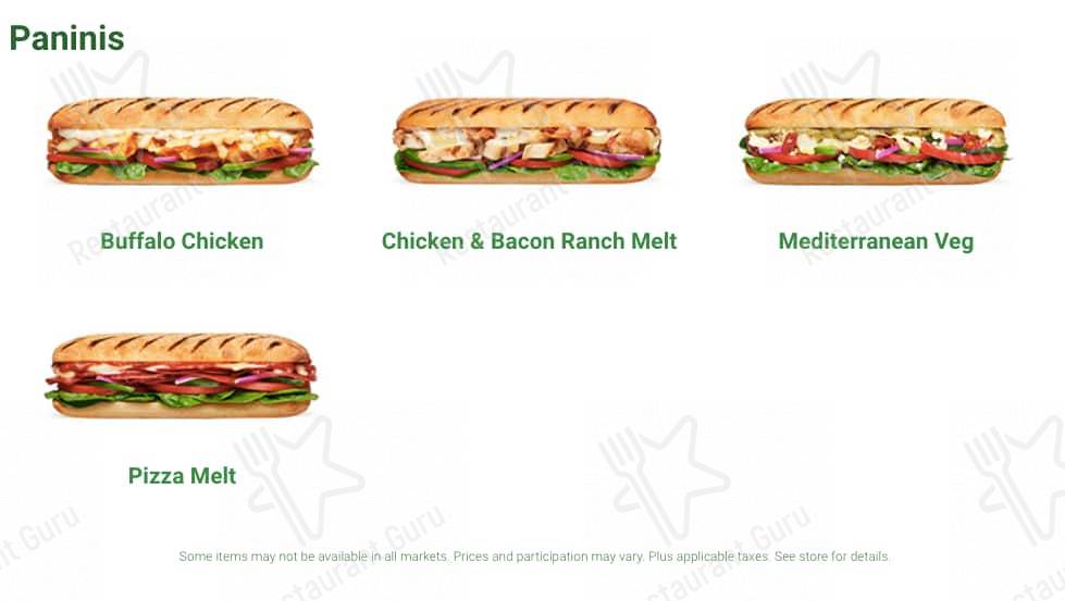 Menu at Subway fast food, Kangaroo Point, 679/681 Main St