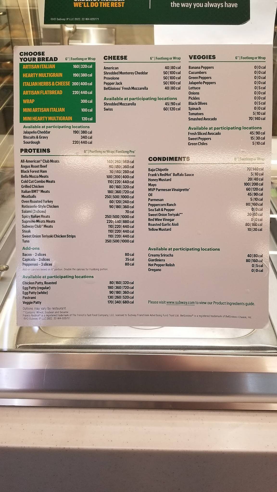 Menu at Subway fast food, Kahului, 153 E Kamehameha Ave Pad D