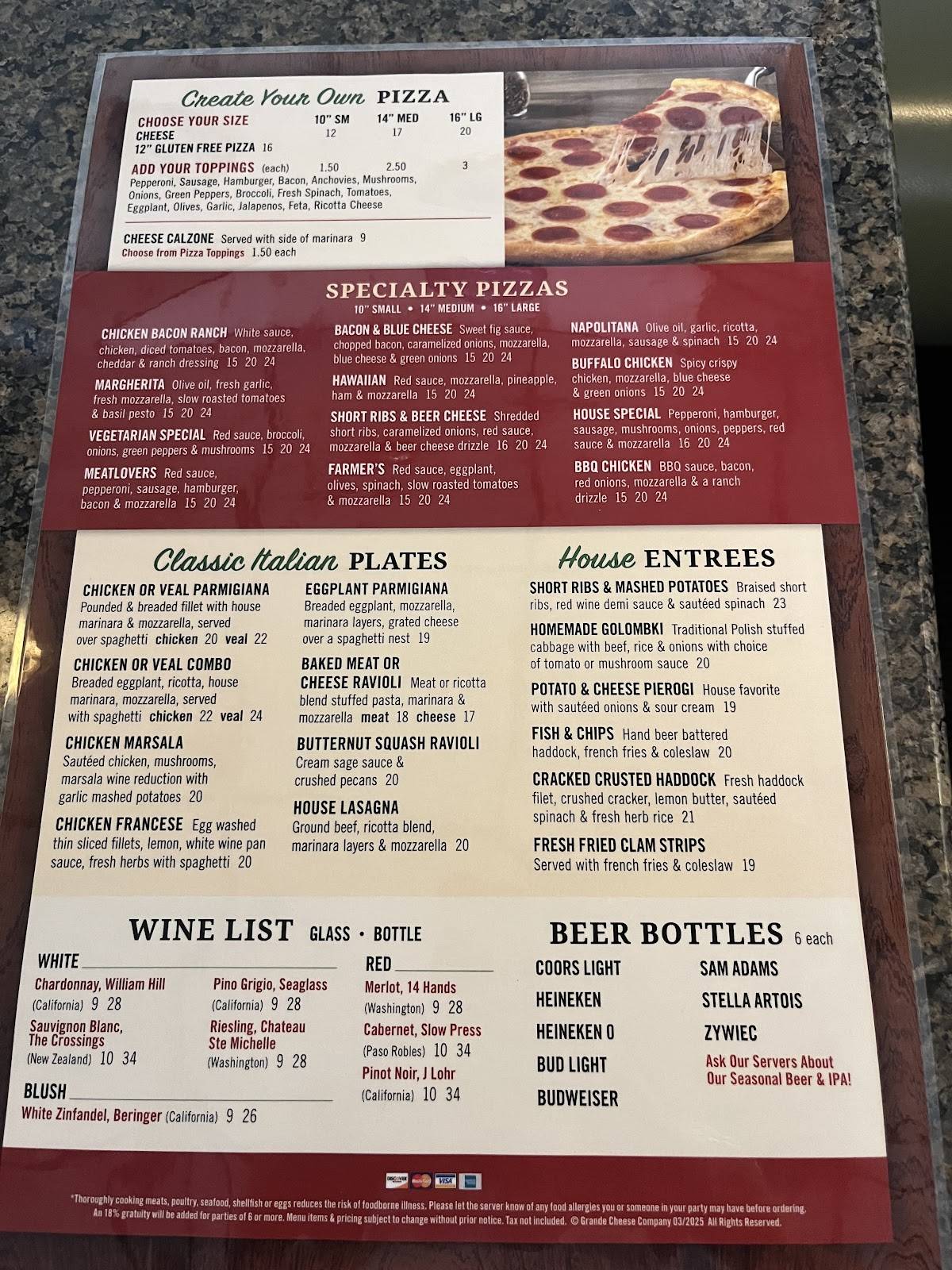 Menu at Suffield Pizza and Family Restaurant, Suffield