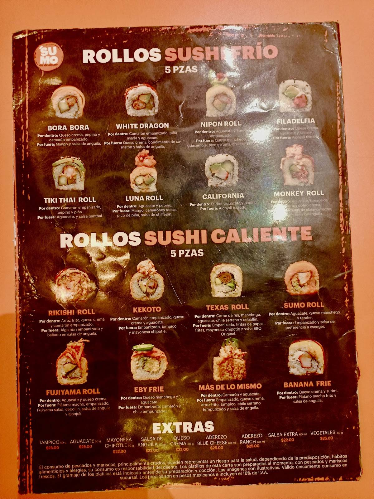 Carta del restaurante Sumo All You Can Eat Taxqueña, Ciudad del México