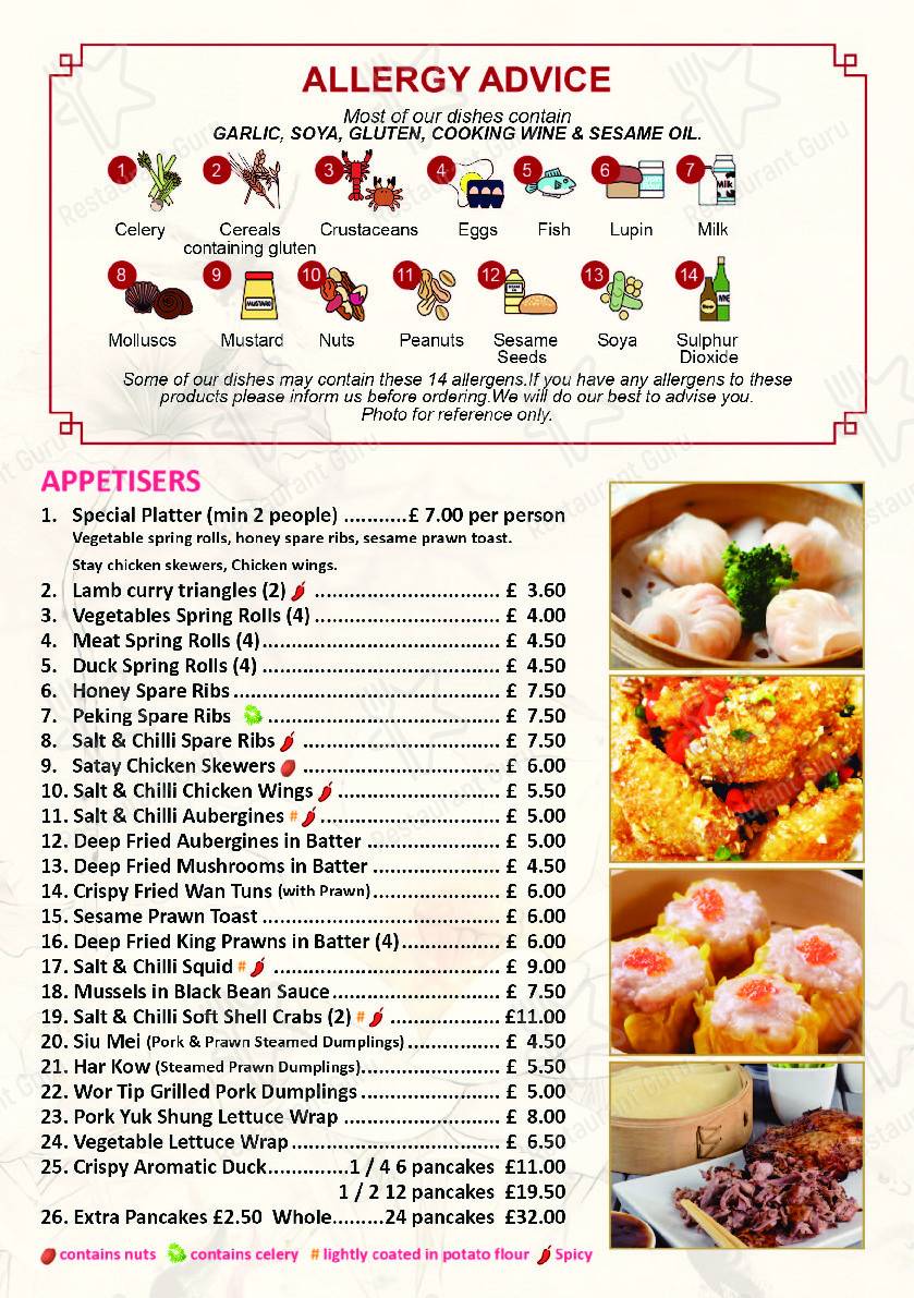 Menu at Sun Wah fast food, Rossett