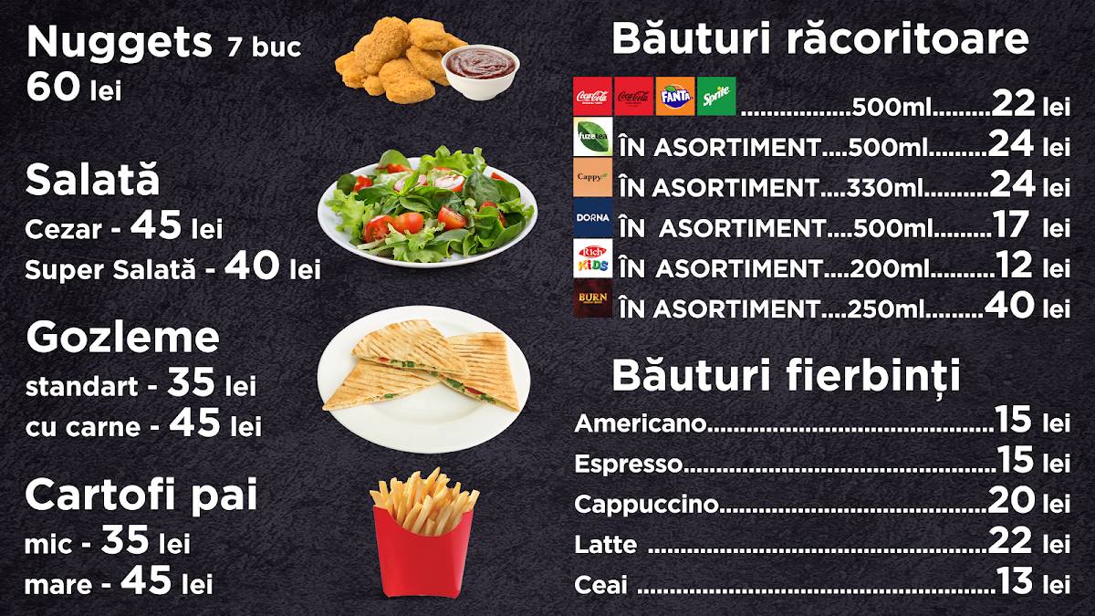 Menu at Super Kebab, Durlești