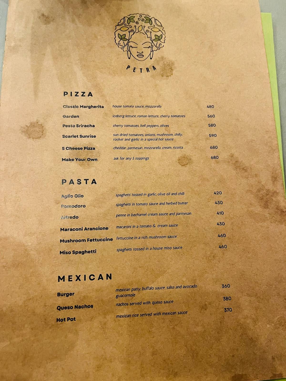 Menu at Petra, Surat