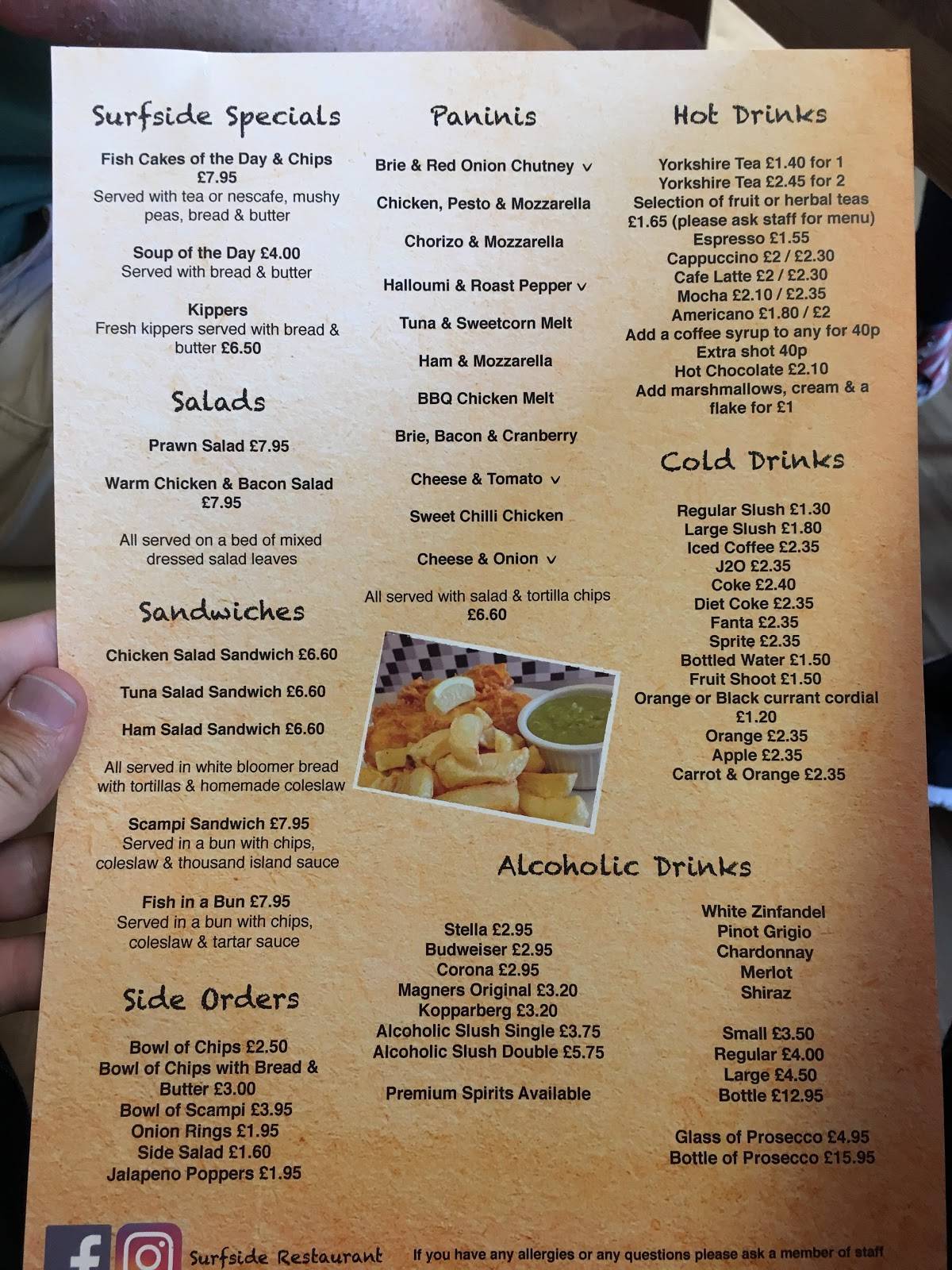 Menu at Surfside Fish Bar & Restaurant, Hartlepool