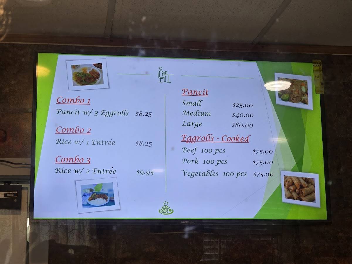 Menu at Susan's Kitchenette Filipino restaurant, Virginia Beach