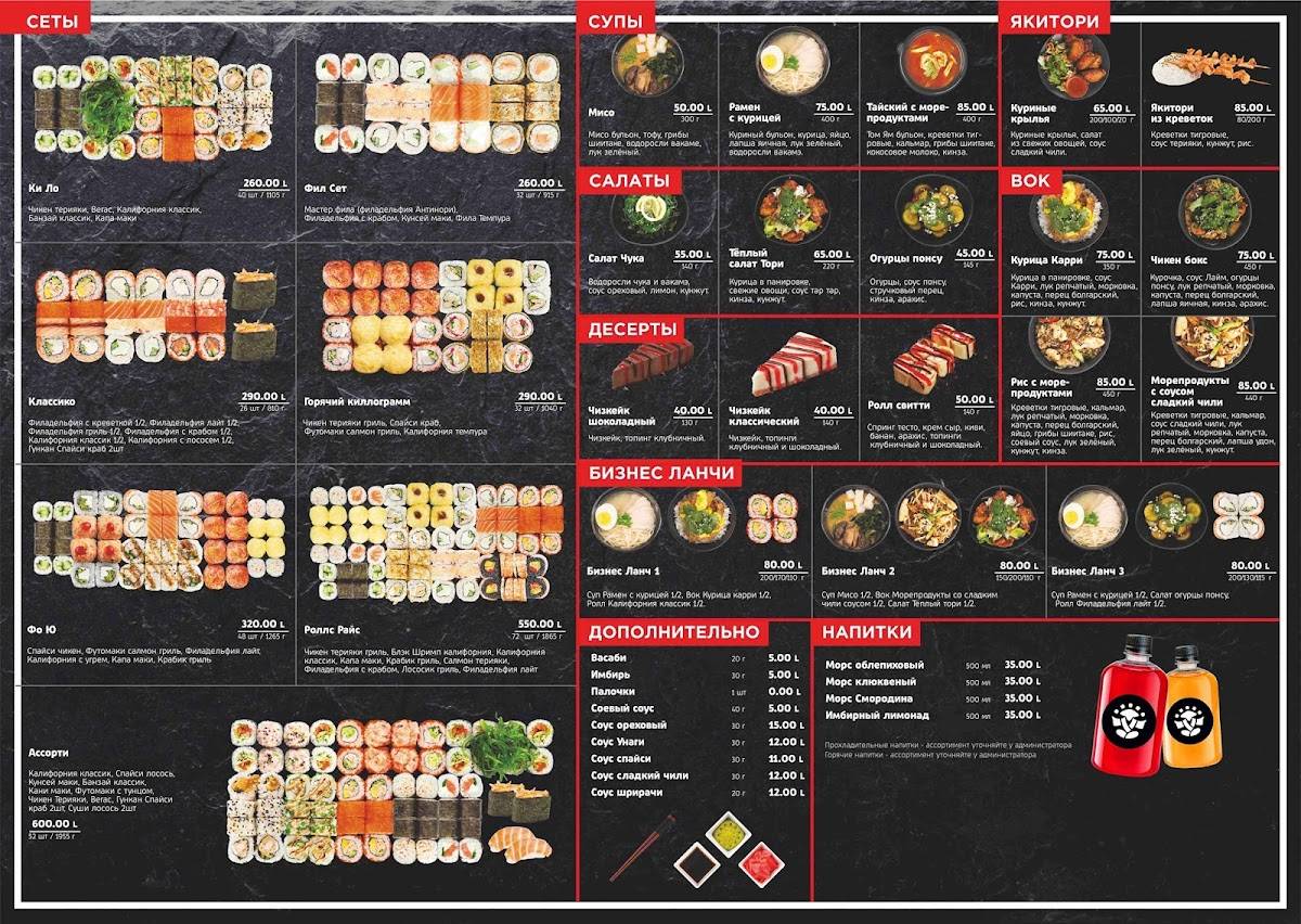 Menu at Sushi Master, Chisinau, Nicolae Zelinski St 20/2