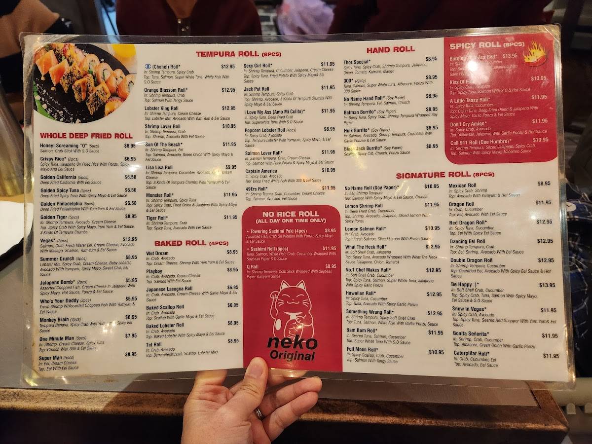 Menu at Sushi Neko restaurant, Las Vegas, W Spring Mountain Rd # 117