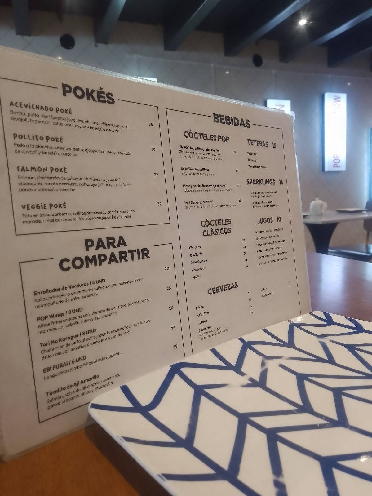Carta del restaurante Sushi POP, Miraflores, Ca. Enrique Palacios 350