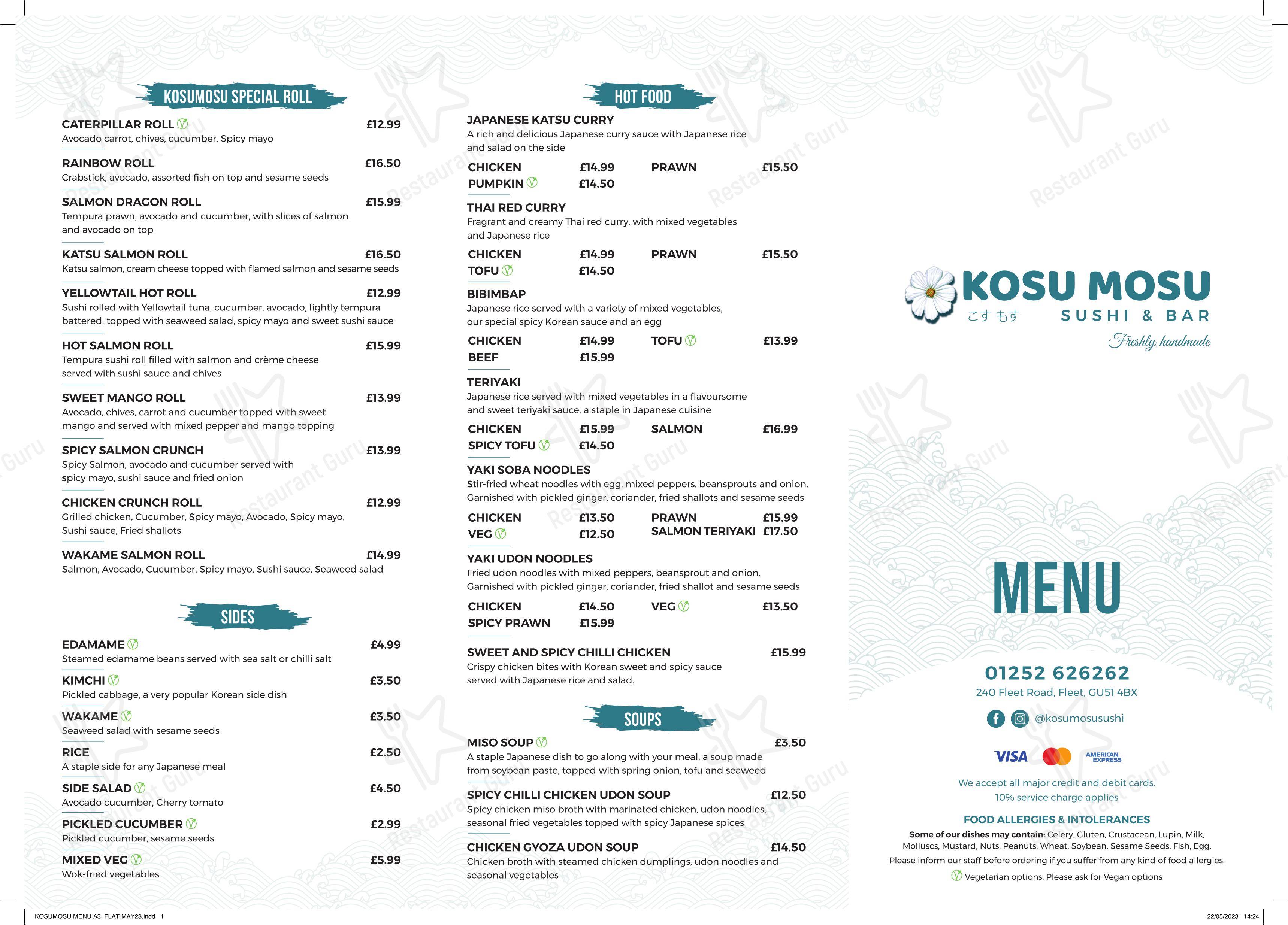 Carta de Sushi & Bar - Kosu Mosu, Fleet