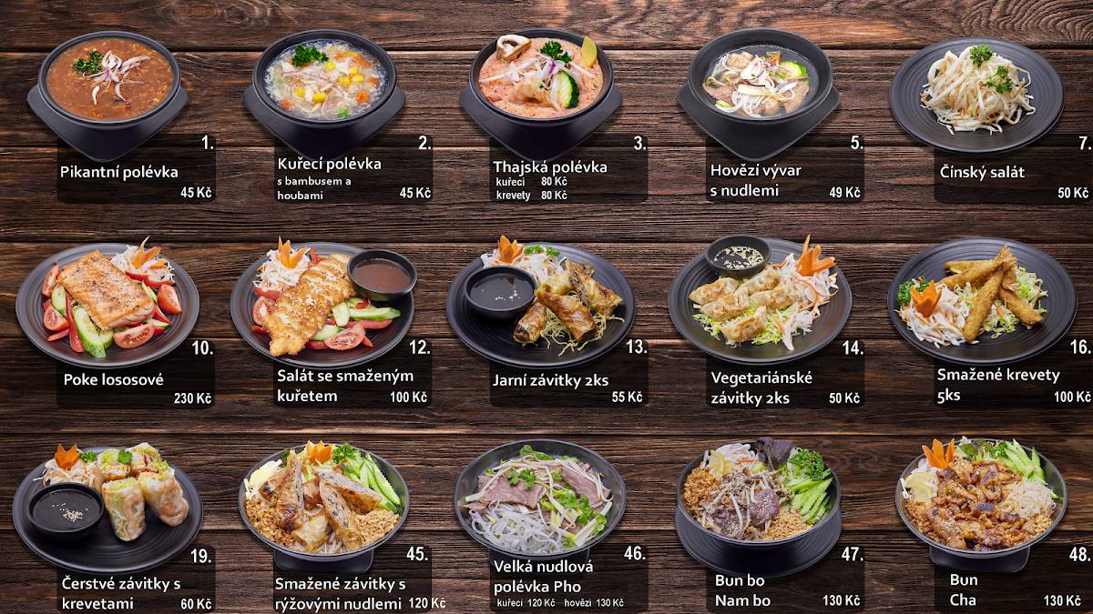 Menu at Sushi Asian Wok restaurant, Prague
