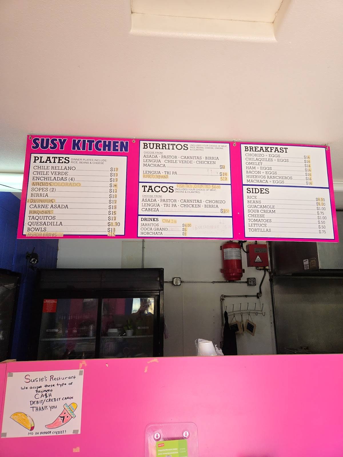 Menu at Susy Kitchen, Authentic Mexican Food restaurant, Atascadero