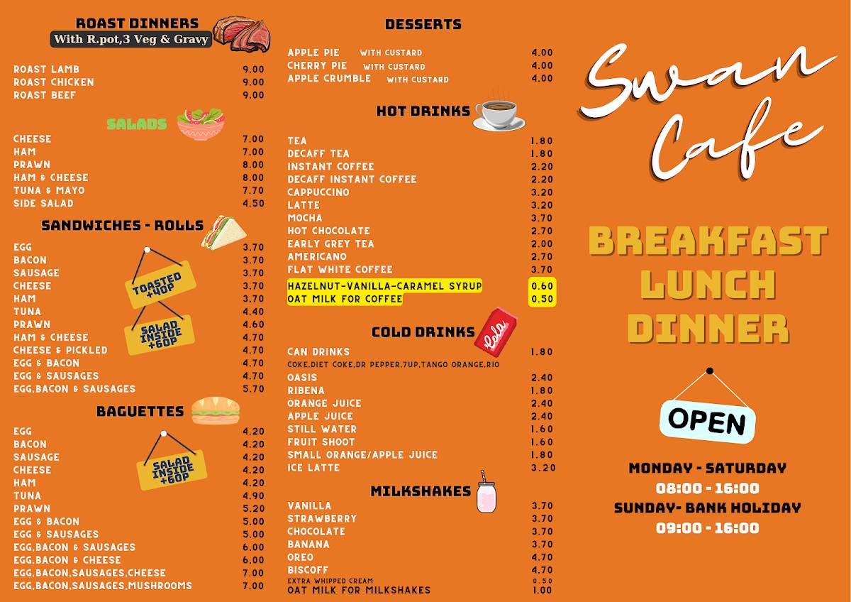Menu at Swan Cafe & Restaurant, Faversham