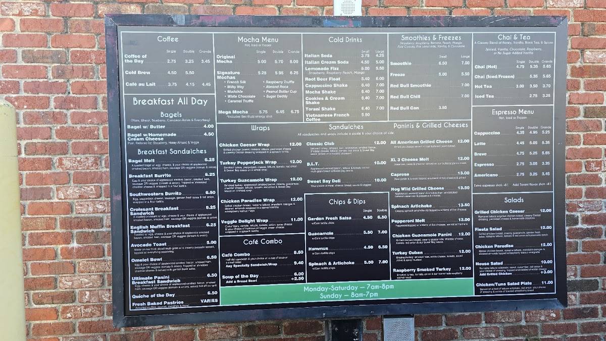 Menu at Sweet Bay Coffee Co cafe, Fort Smith, Rogers Ave # 110