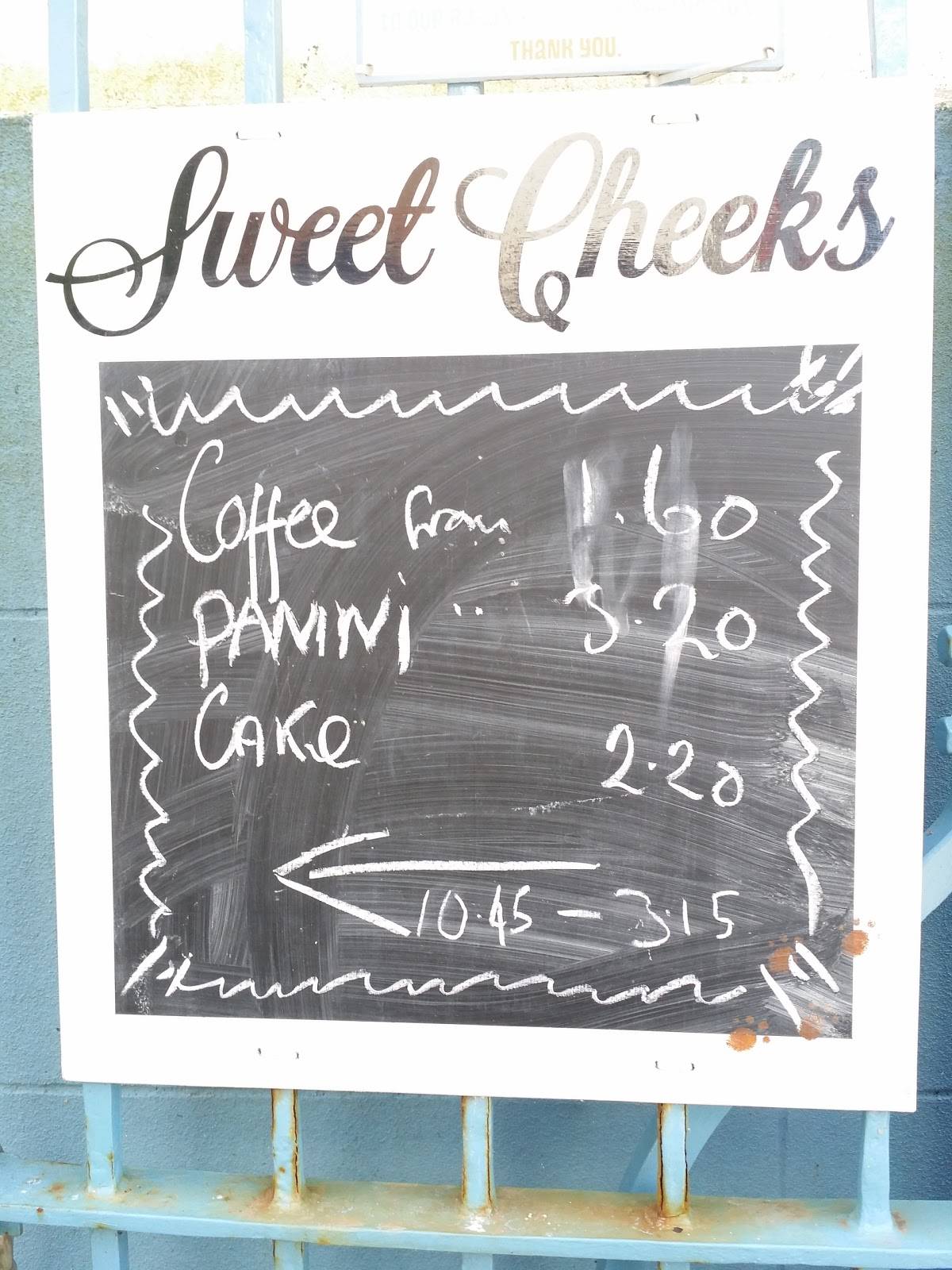 Menu at Sweet Cheeks Kiosk cafe, Hastings